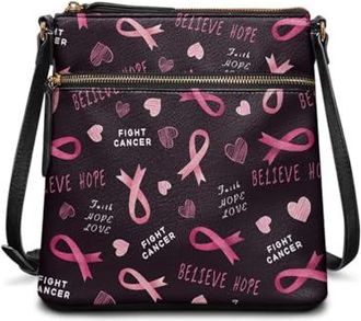 Coloranimal Sac &agrave; bandouli&egrave;re l&eacute;ger en cuir synth&eacute;tique avec fermeture &eacute;clair pour femme, Ruban rose