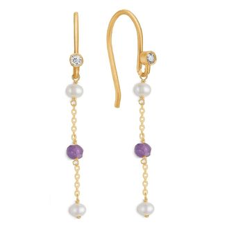 Frk. Lisberg Femme, Accessoires, Jaune, Taille: ONE Size Boucles dOreilles Am&eacute;thyste et Perles de Culture