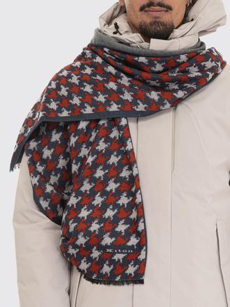 Kiton &Eacute;charpe en pure soie &agrave; motif pied-de-poule et bords frang&eacute;s