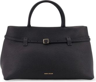 Manu Atelier Femme, Sacs, Noir, Taille: ONE Size Sac &agrave; main en cuir noir avec boucle en m&eacute;tal