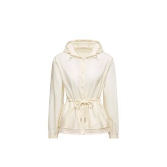 Moncler Moncler Veste De Pluie Rochebonne &Agrave; Capuche, Femme, Blanc, Taille: 00