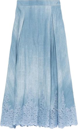 Ermanno Scervino lace-detail midi skirt - Blau