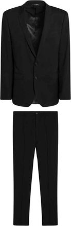 Dolce & Gabbana Homme, Costumes, Noir, Taille: S Costume Noir à Boutonnière Simple
