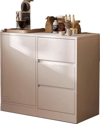Generic Sideboard 80-140 cm In verschiedenen Gr&ouml;&szlig;en erh&auml;ltlich Stabile Konstruktion K&uuml;chenschrank Esszimmer-Barschrank Zweifarbige Farboptionen(White,L-80CM)