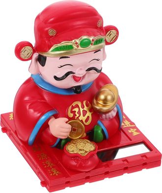 BESPORTBLE Solarbetriebene Chinesische Gl&uuml;cksgott-Figur mit Automatischem Kopfnicken und Handwinken Vintage-Dekoration f&uuml;r Autoarmaturenbrett Wohnzimmer und B&uuml;ro