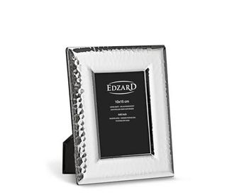 Edzard Bilderrahmen Positano gehämmert für Foto 10 x 15 cm, edel versilbert, anlaufgeschützt, Samtrücken, mit 2 Aufhängern, Fotorahmen zum Stellen oder Hänge