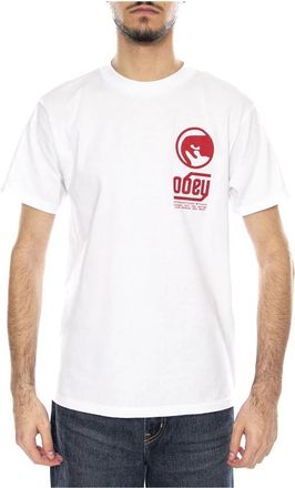 Obey Homme, Tops, Blanc, Taille: M T-Shirt Logo Trademark