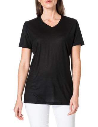 Trigema Damen T-Shirt V-Shirt, Einfarbig, Gr. 40 (Herstellergr&ouml;&szlig;e: M), Schwarz (schwarz 008)