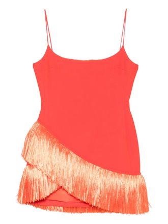 DAVID KOMA Kleid mit Fransen - Orange