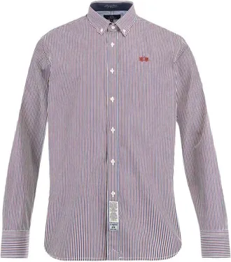 La Martina Homme, Chemises, Rouge, Taille: M Shirt L/S Striped Poplin