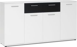 M&ouml;belando Sideboard Beistellschrank Anrichte Standschrank Kommode Highboard Jacklin II Wei&szlig;/Schwarz