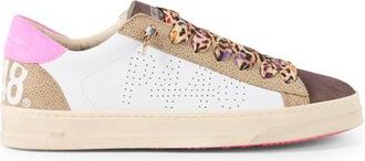 P448 Baskets &agrave; d&eacute;tails color&eacute;s en cuir