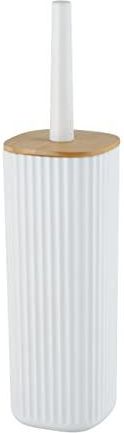 WENKO WC-Garnitur Rotello, geschlossener WC-Bürstenhalter aus hochwertigem Kunststoff mit Bambus-Deckel und Rillenstruktur, Ø 10 x 36 cm, inklusive WC-Bürst