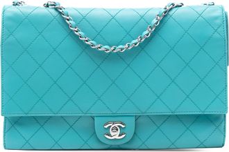 Chanel Blue Quilted Calfskin Double Flap