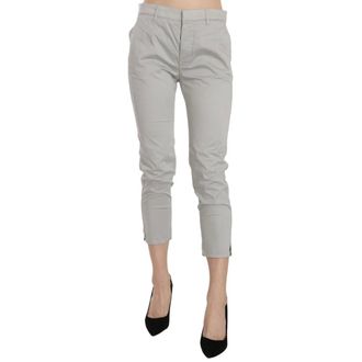 Jucca Femme, Pantalons, Gris, Taille: 38 FR Pantalon Cropped Skinny en Coton Taille Haute