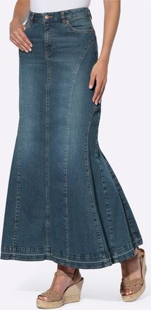 Heine Jeansrock HEINE, Damen, Gr. 36, blau (blau, stone, washed), 99% Baumwolle, 1% Elasthan, unifarben, lang, Röcke Jeansrock, Topseller