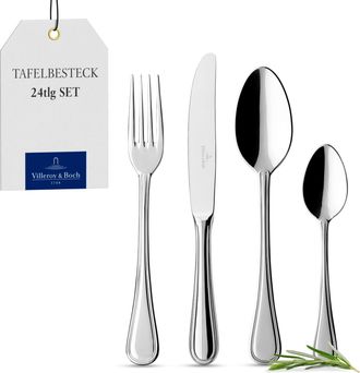 Villeroy & Boch Edelstahl Besteckset 24-teilig, Sp&uuml;lmaschinenfest f&uuml;r 6 Personen - Klassisch Elegantes Besteck f&uuml;r Alltag und Festessen