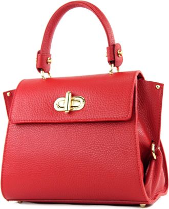 modamoda.de T182 - ital. Damen Henkeltasche Klein Leder, Farbe:Rot