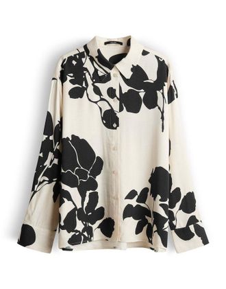 someday Langarmbluse Zeoul Printbluse aus Satin mit flie&szlig;endem Fall Weite Passform, floral bedruckt mit Kellerfalte im R&uuml;cken