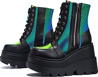 Generic Bottes de neige multicolores &agrave; plateforme &agrave; fermeture &eacute;clair pour femme 2026, Noir, 38.5 EU