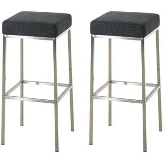 Clp 2er Set Barhocker Montreal Stoffbezug dunkelgrau edelstahl
