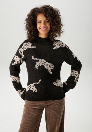 Aniston Strickpullover mit eingestrickten Leoparden