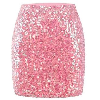 Generic Jupe &agrave; paillettes pour femme - Jupe moulante extensible parfaite pour la soir&eacute;e, Rose, XL