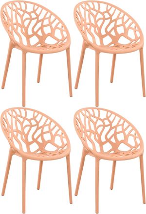 Clp 4er Set Gartenstühle Hope Kunststoff I Stapelstühle wetterfest und UV-beständig I Outdoorstühle pflegeleicht I Sessel für draußen, Farbe:pfirsich