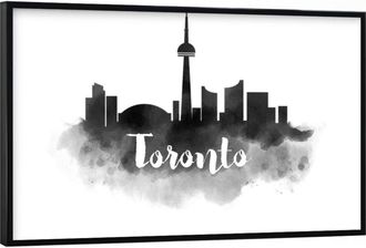 artboxONE Poster mit schwarzem Rahmen 30x20 cm St&auml;dte Watercolor Toronto Skyline - Bild Watercolor Skyline Toronto