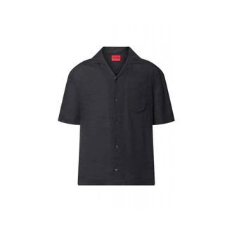 HUGO BOSS Homme, Chemises, Noir, Taille: M Elvory Short Sleeve Shirt