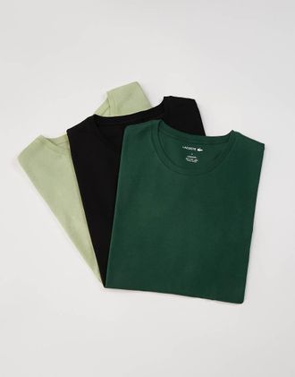 Lacoste 3er-Pack T-Shirts in Schwarz, Gr&uuml;n und Hellgr&uuml;n-Bunt