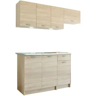 Dmora Sora Komplettk&uuml;che, kompaktes und funktionales Set mit T&uuml;ren und Schublade, Eiche