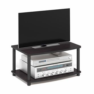 Furinno Turn-N-Tube No Tools Meuble TV surélevé à 2 Niveaux, Noyer Foncé, Bois, One Size