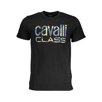Cavalli Homme, Tops, Noir, Taille: XL T-Shirt Avec Imprimé Logo Avant