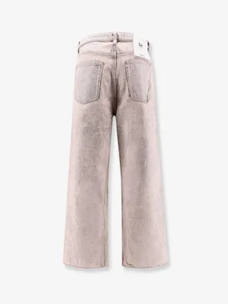 3x1 Womens Denim Jeans With Bleached Pattern Pink Cotton