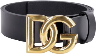Dolce & Gabbana Mens Dg Buckle Leather Belt Black Calf