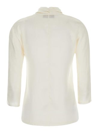 Jucca Womens Silk Top With Bow Detail, White Blouses Shirt
