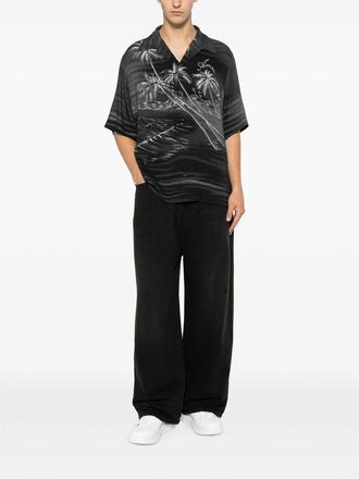 Amiri Tropical-Print Silk Shirt - Black