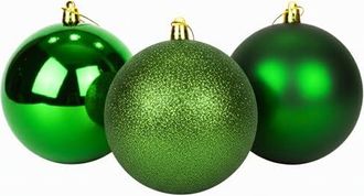 Shatchi 25 cm/3 gro&szlig;e dunkelgr&uuml;ne Weihnachtskugeln, PVC, bruchsicher, gl&auml;nzend, matt, glitzernde Oberfl&auml;che, Weihnachtskugeln, Ornamente, sortiertes Set, Fest