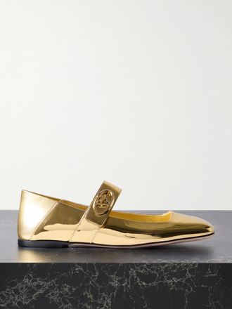 Valentino Garavani Vlogo Locker Ballerinas Aus Leder Mit Spiegeleffekt - Gold