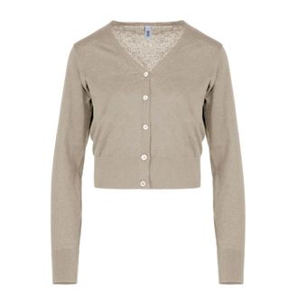 Bomboogie Femme, Pulls, Beige, Taille: 42 FR Cardigan en lin et coton