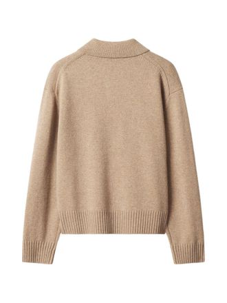 Maison Kitsun&eacute; Intarsia-Knit Fox Head Polo - Beige
