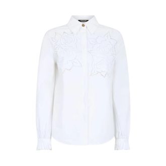 Roberto Cavalli Rosenmuster Baumwollhemd Lange &Auml;rmel - - Blouses & Shirts - Damen - Wei&szlig; - M