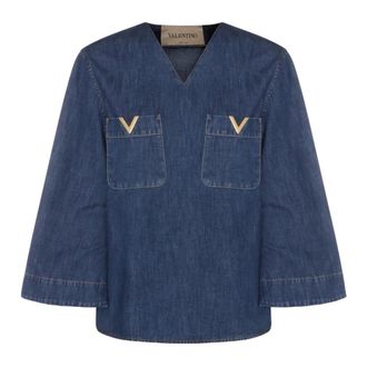 Valentino Denim Chambray Shirt - - Blouses & Shirts - Damen - Blau - L