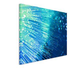 Paul Sinus Art Fotoleinwand 90x60cm Fotografie - Licht in blauen Glasfasern auf Leinwand exklusives Wandbild moderne Fotografie f&uuml;r ihre Wand in vielen Gr&ouml;&szlig;en
