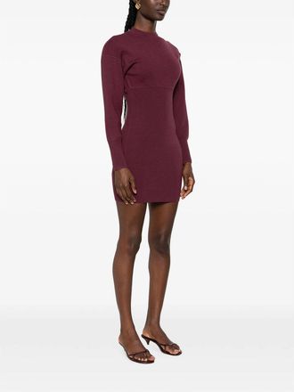 Anine Bing Ribbed Knit Long-Sleeve Dress - Red