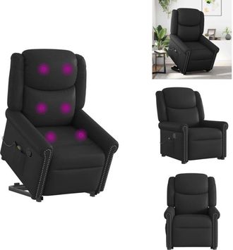 vidaXL Stehsessel Massage Gl&auml;nzendes Schwarzes Kunstleder - Massagesessel Mit Aufstehhilfe - Massagesessel - Relaxsessel - Sessel