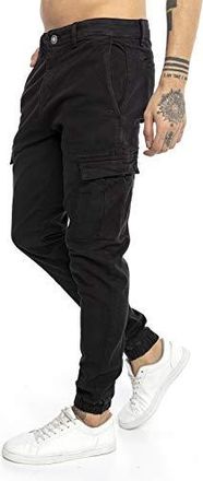 Red Bridge Redbridge Pantalon cargo en denim pour homme - Pantalon de jogging coloré - Jambes étroites, Noir, 28W x 32L