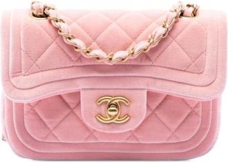 Chanel Sac bandouli&egrave;re matelass&eacute; en velours Pre-owned - Femme - Pre-owned - Rose - Taille: ONE Size