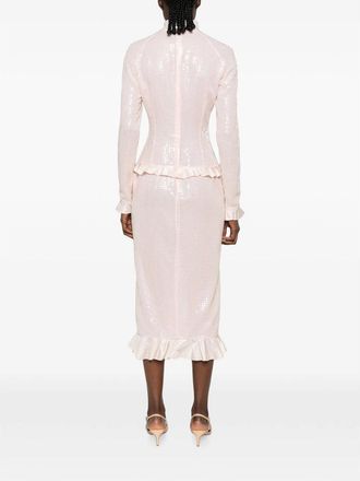 Alessandra Rich Sequin Silk High Neck Dress - Pink
